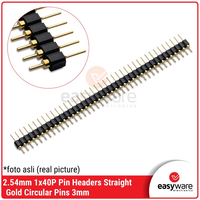 Jual 1x40 Pin Header 1x40 Pin Male Lurus Circular Pin Header Round Pin ...
