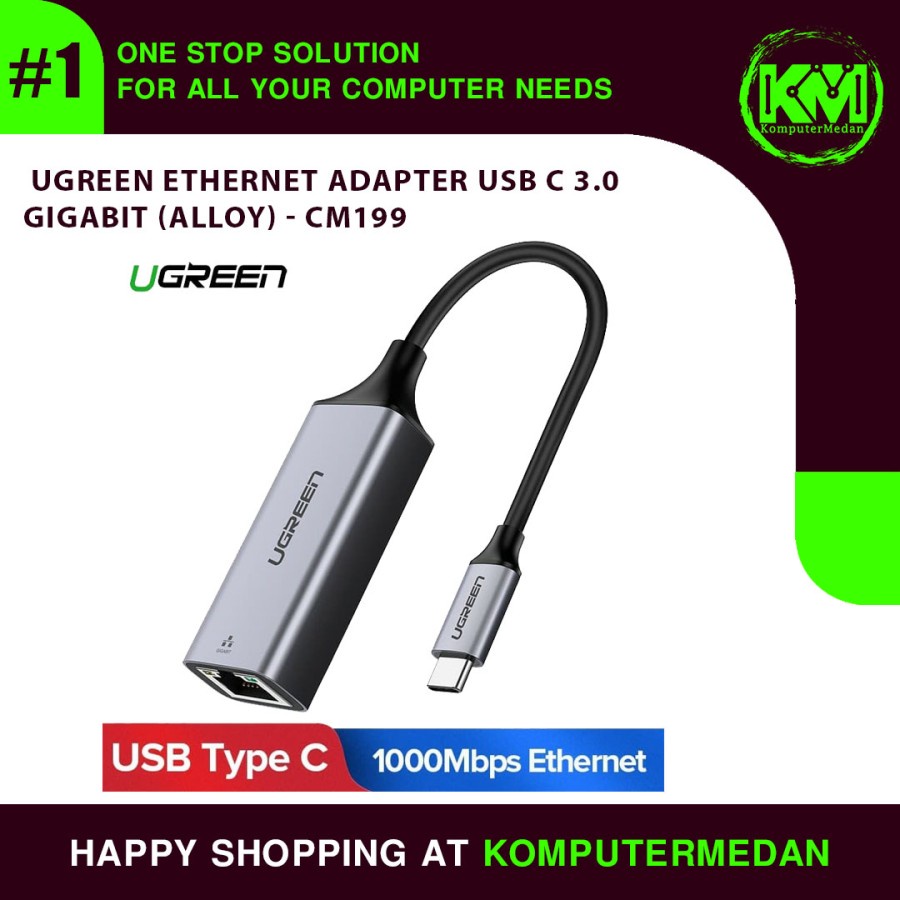 Jual UGREEN Ethernet Adapter USB C 3.0 Gigabit (Alloy) - CM199 PN 50737 ...