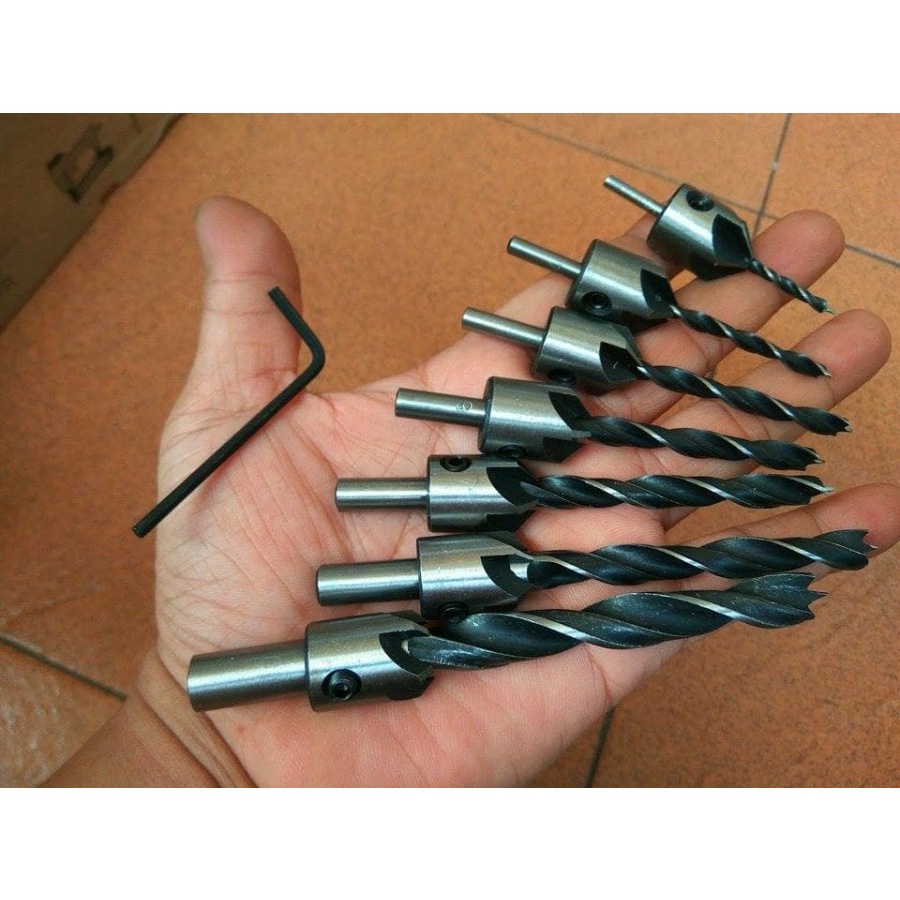 Jual countersink set 7pcs Besar 3-10mm CHAMFER Countersink mata bor ...