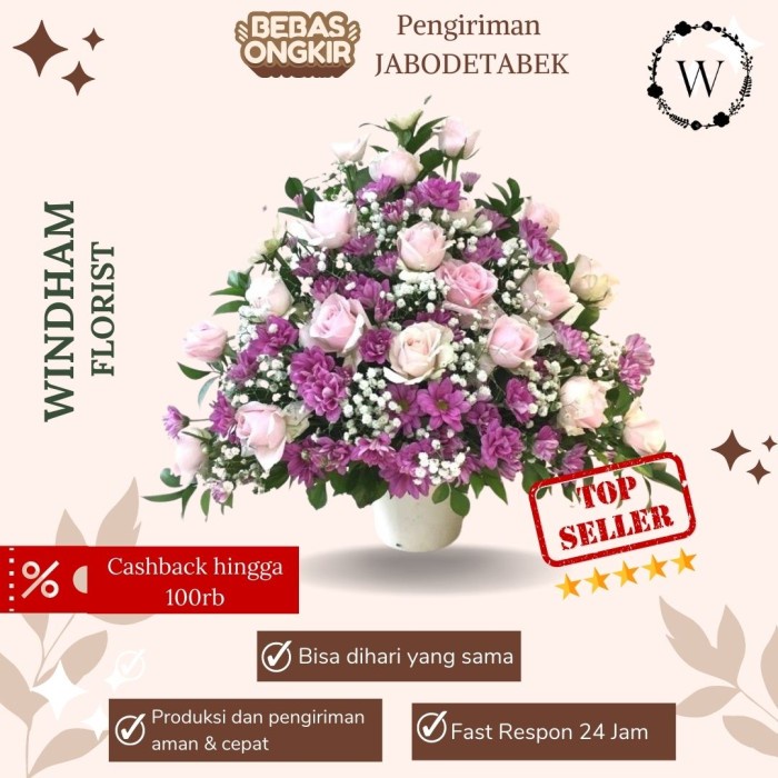 Jual Vas Karangan Bunga Vase Bunga Meja Rangkaian Bunga Pink Rose | Shopee Indonesia