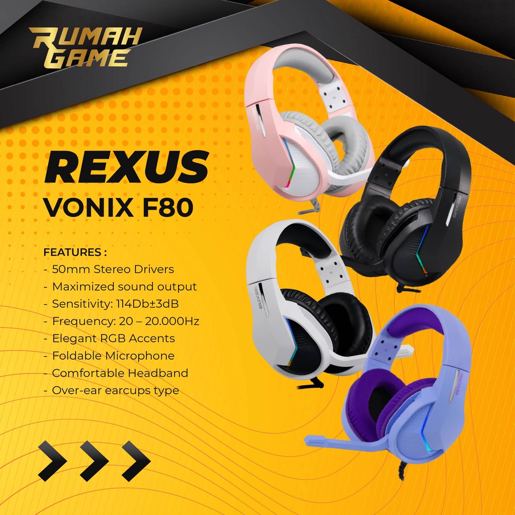 Jual Rexus Headset Gaming Vonix F80 | Shopee Indonesia