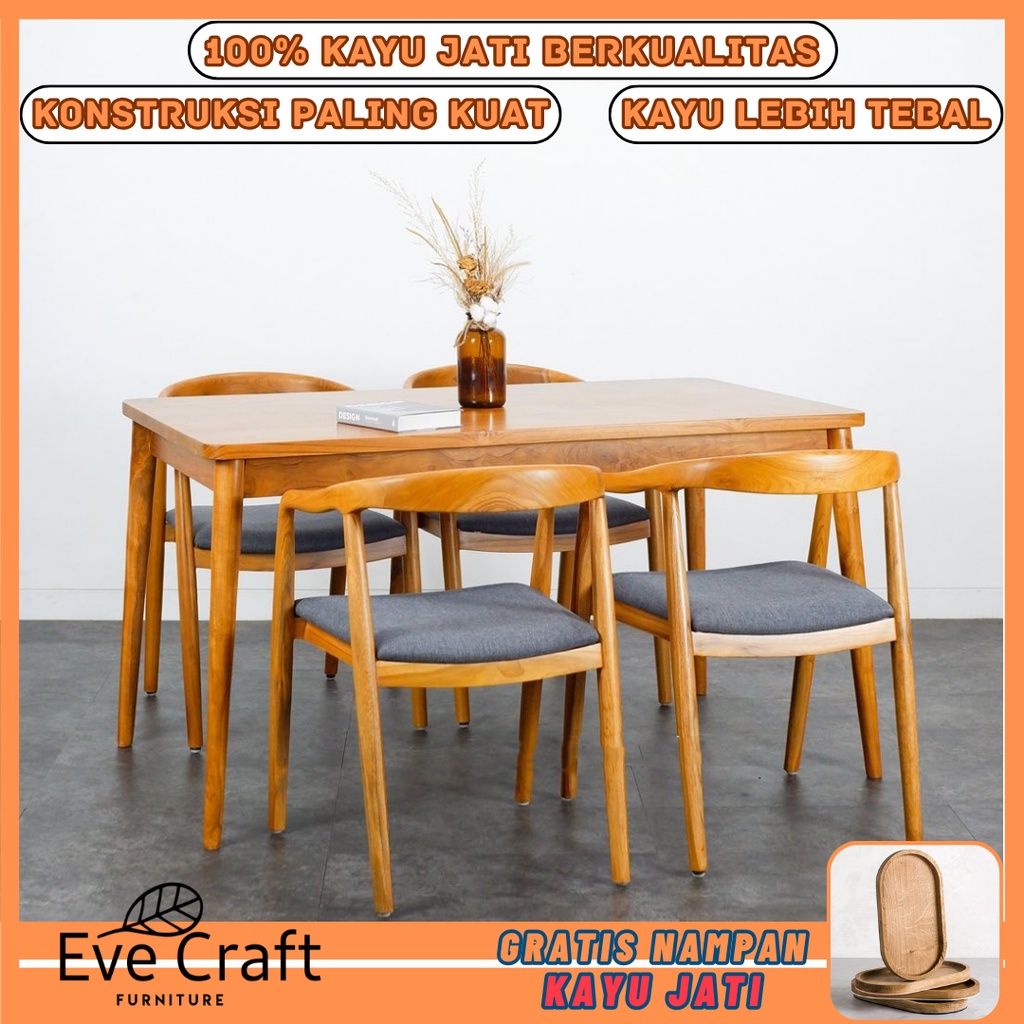 Jual TERMURAH !!! LEBIH TEBAL !! MEJA MAKAN KAFE KAYU JATI SELLY 4 KURSI 1 MEJA TEBAL 3cm ...