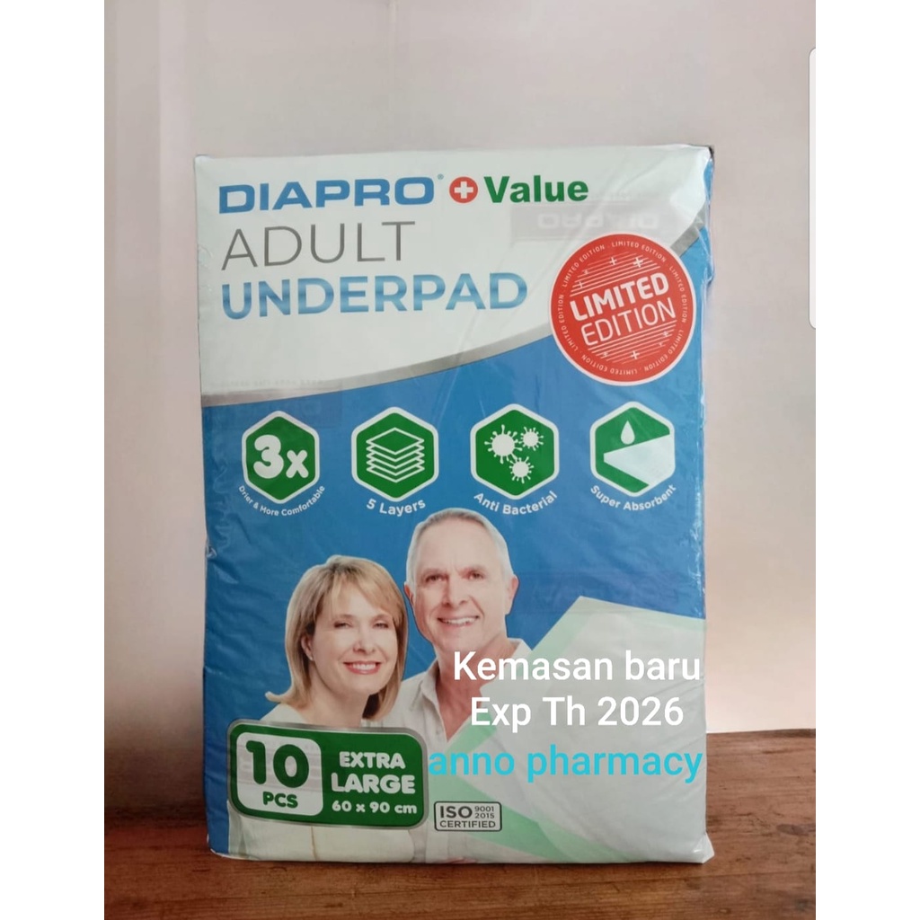 Jual Diapro underpads underpad 60 x 90 cm isi 10 / perlak / alas popok ...