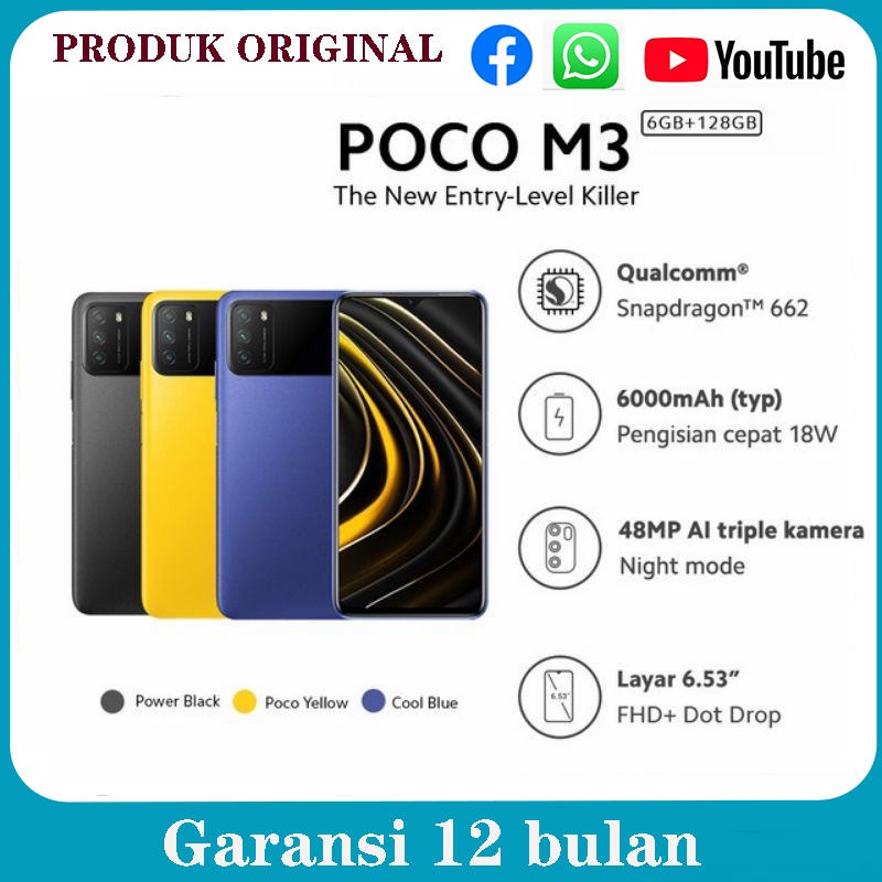 Jual Poco M3 ram 6/128GB Snapdragon 662 Layar 6.53” 6000mAh Garansi 1 ...