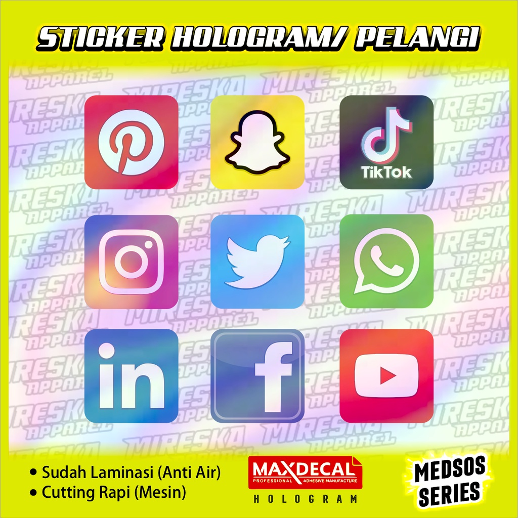 Jual Terbaru!! Stiker Viral Hologram Terlaris MEDSOS Series / Sticker ...
