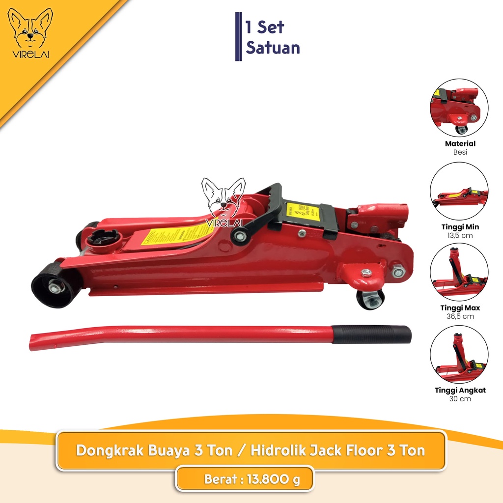 Jual Dongkrak Buaya 3 Ton / 3 T Floor Jack Blow Case Berkualitas Tinggi ...