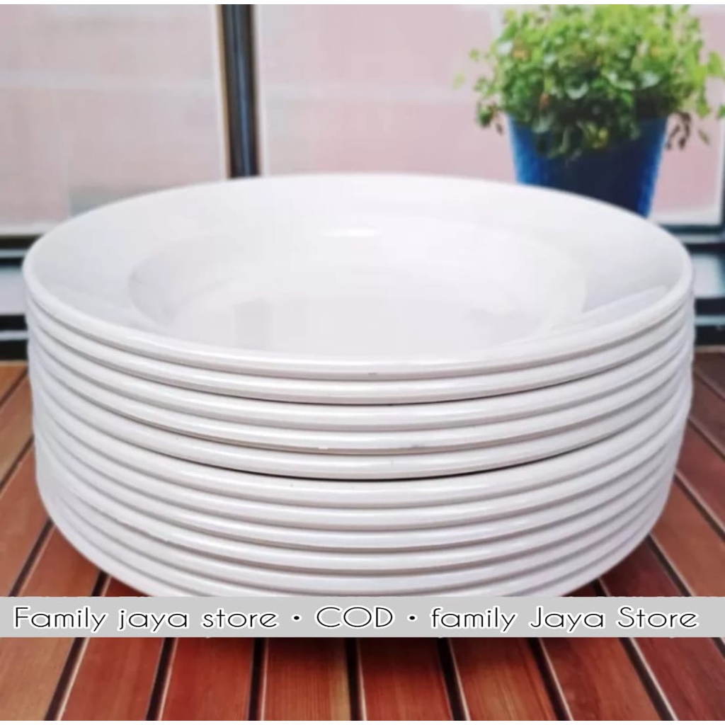 Jual FJS - Piring Makan Melamin | 12pcs Piring Bulat Tebal Ukuran 9 ...