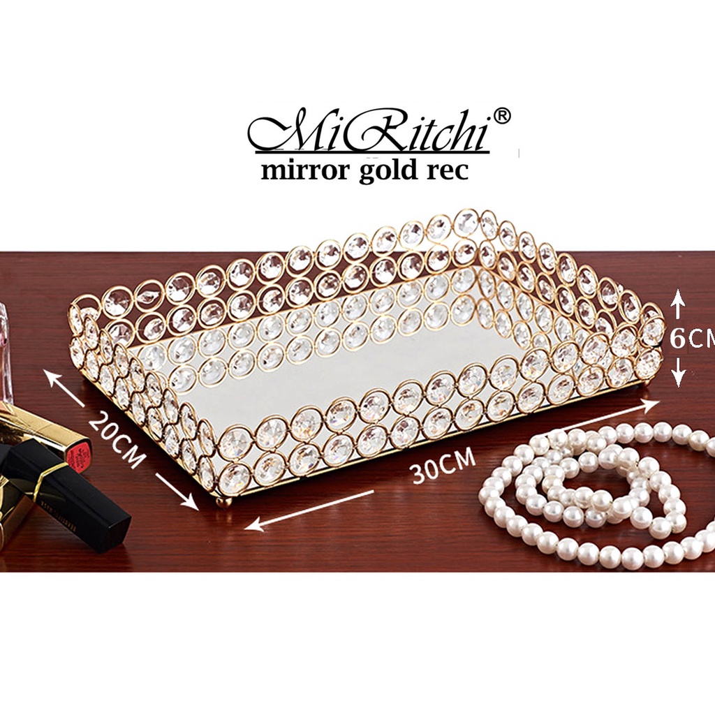 Jual Luxury Crystal Tray Mirror Baki Nampan Kaca Kristal Kado Hadiah | Shopee Indonesia