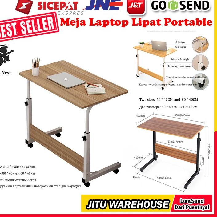 Jual Meja Belajar Laptop Simple Mini Adjustable dengan Roda Meja Laptop ...