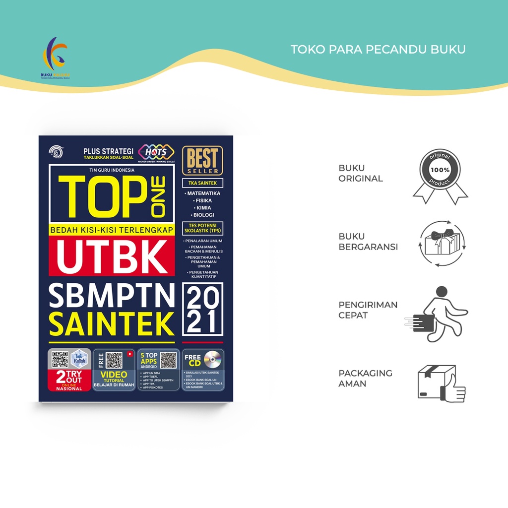 Jual Buku Bacaan Pendidikan | TOP ONE UTBK SBMPTN SAINTEK 2021 + CD By Tim Guru Indonesia ...