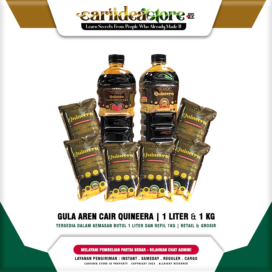 Jual Gula Aren Cair Premium Brand Quineera | Botol 1 Liter & Refill 1 ...