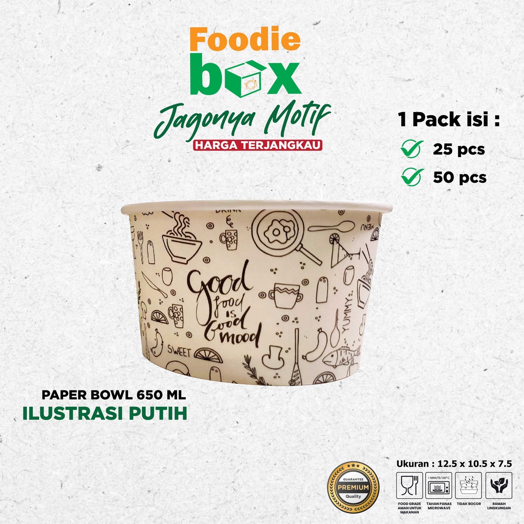 Jual Bowl Foodgrade | Paper Bowl 650 ml | Bowl Motif | Desain Rice Bowl ...