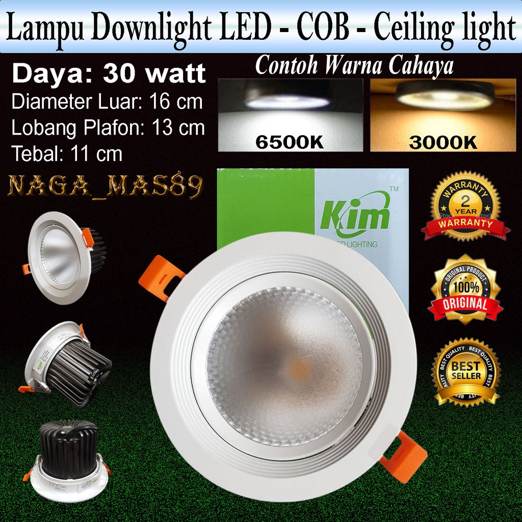 Jual Lampu Downlight LED COB Ceiling light 30 watt ( KIM-NC-04 ) | Shopee Indonesia