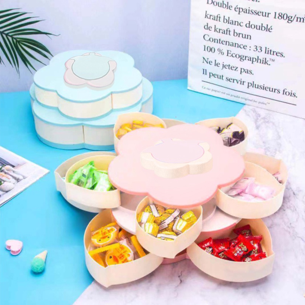 Jual Toples Bunga Mekar Putar 2 Susun / Candy Box Putar Toples Kue ...