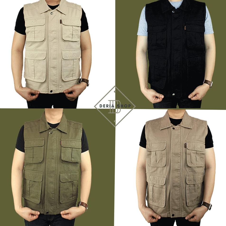 Jual NEW STOCK Rompi Bahan Kanvas Katun Pria Kerah Daun Baju Vest ...