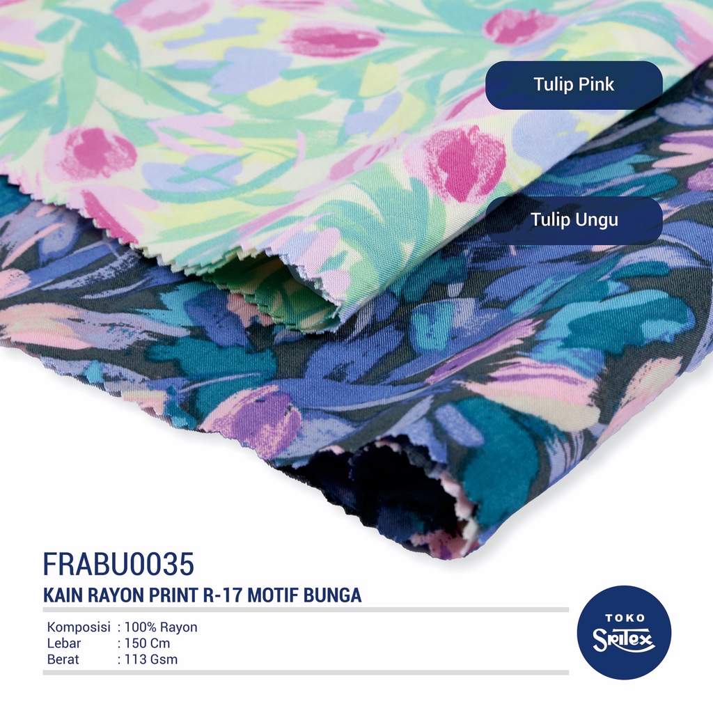 Jual Toko Sritex Kain Rayon Print Bunga 0035 Premium Ekspor, R17. Harga ...