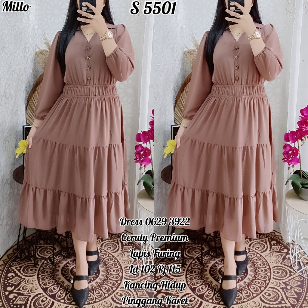Jual 5501 Dress Ceruty Premium Adem Dipakai | Shopee Indonesia