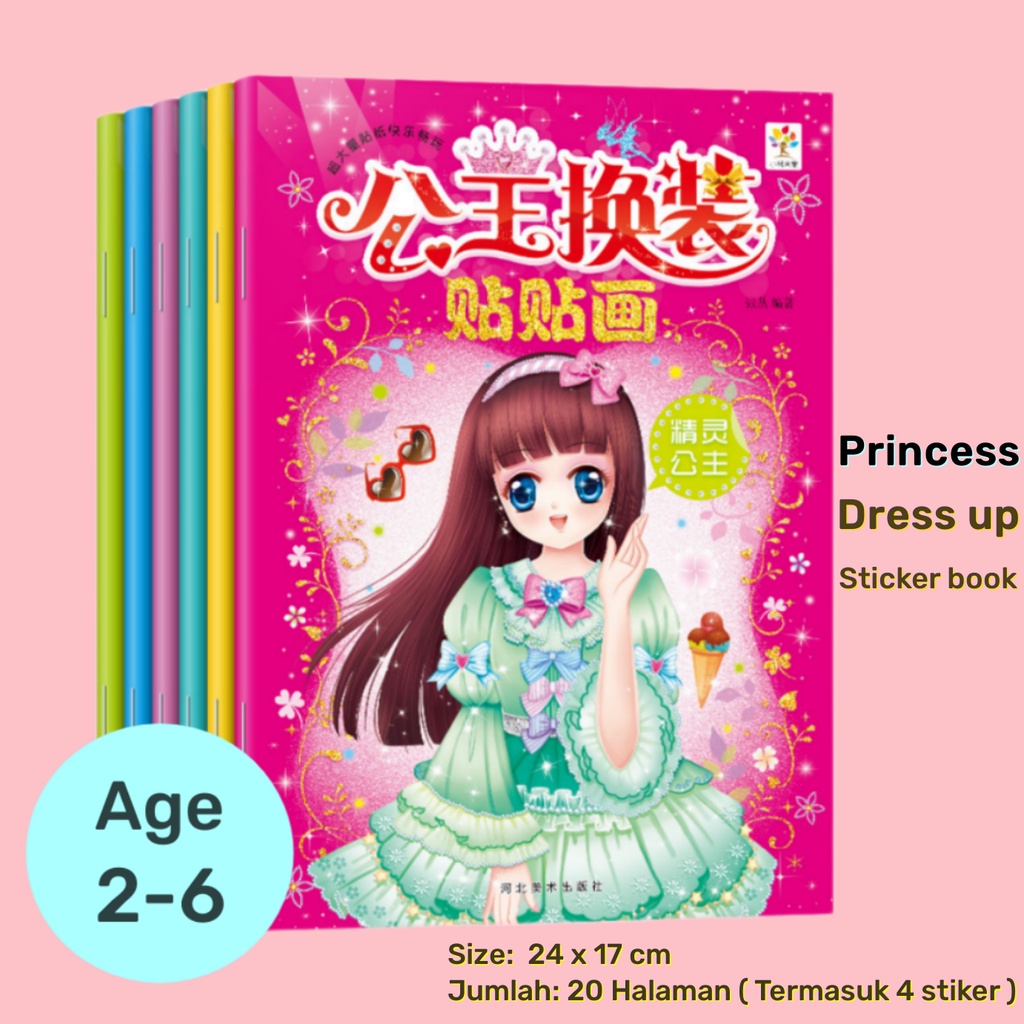 Jual Princess dress up sticker book Buku stiker baju bajuan anak ...