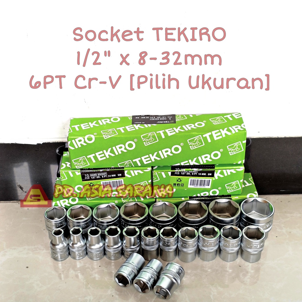 Jual Mata Socket 1/2" x (8 - 32mm) TEKIRO DR 6 PT Hand Sok Shok Inch Kunci | Shopee Indonesia