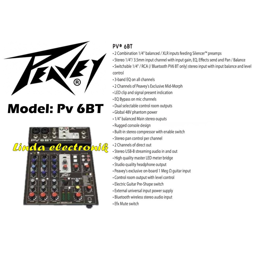 Jual mixer peavey pv6bt peavey pv 6bt peavey pv6 bt 6 channel original ...