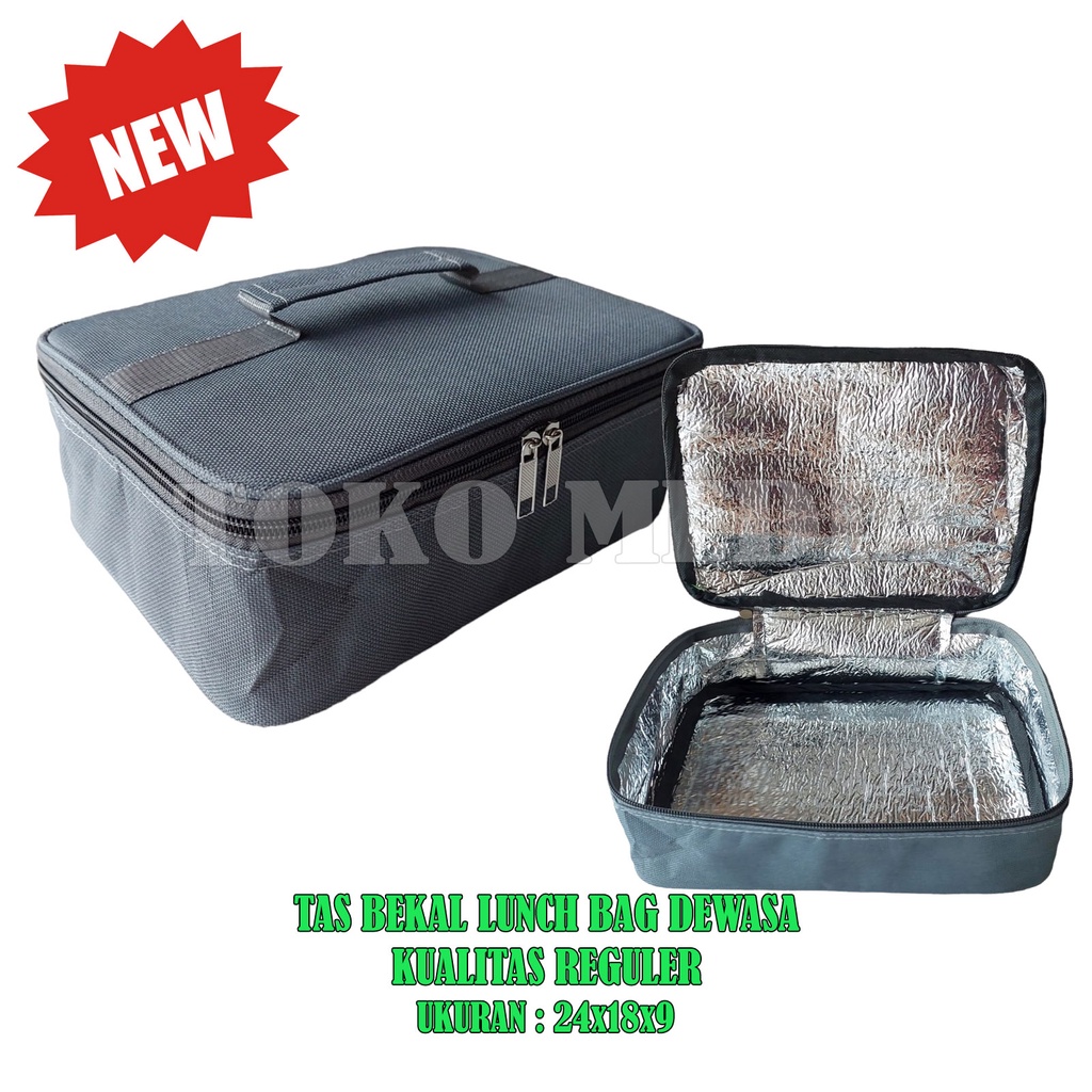 Jual Tas Bekal Dewasa Polos Dengan Aluminium Foil Tahan Panas Warna Abu ...
