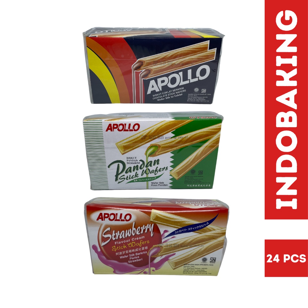 Jual Snack Apollo Wafer Stick Chocolate Pandan Strawberry Kemasan Box ...