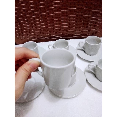 Jual 6 PASANG CANGKIR MINI SET ESPRESSO KERAMIK PUTIH POLOS | Shopee ...