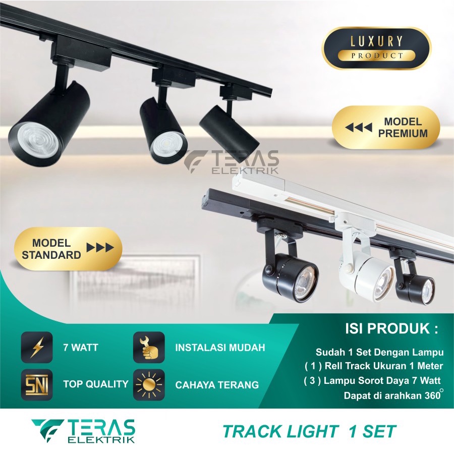 Jual Paket Lampu Sorot 1 set isi 3 + Rel 1M LED Track Light Rel ...