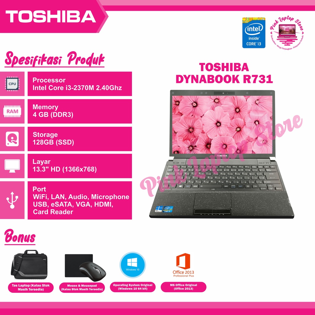Jual Obral Laptop Murah, Toshiba R731, Corei3Gen2, Ram4GB, SSD128GB ...