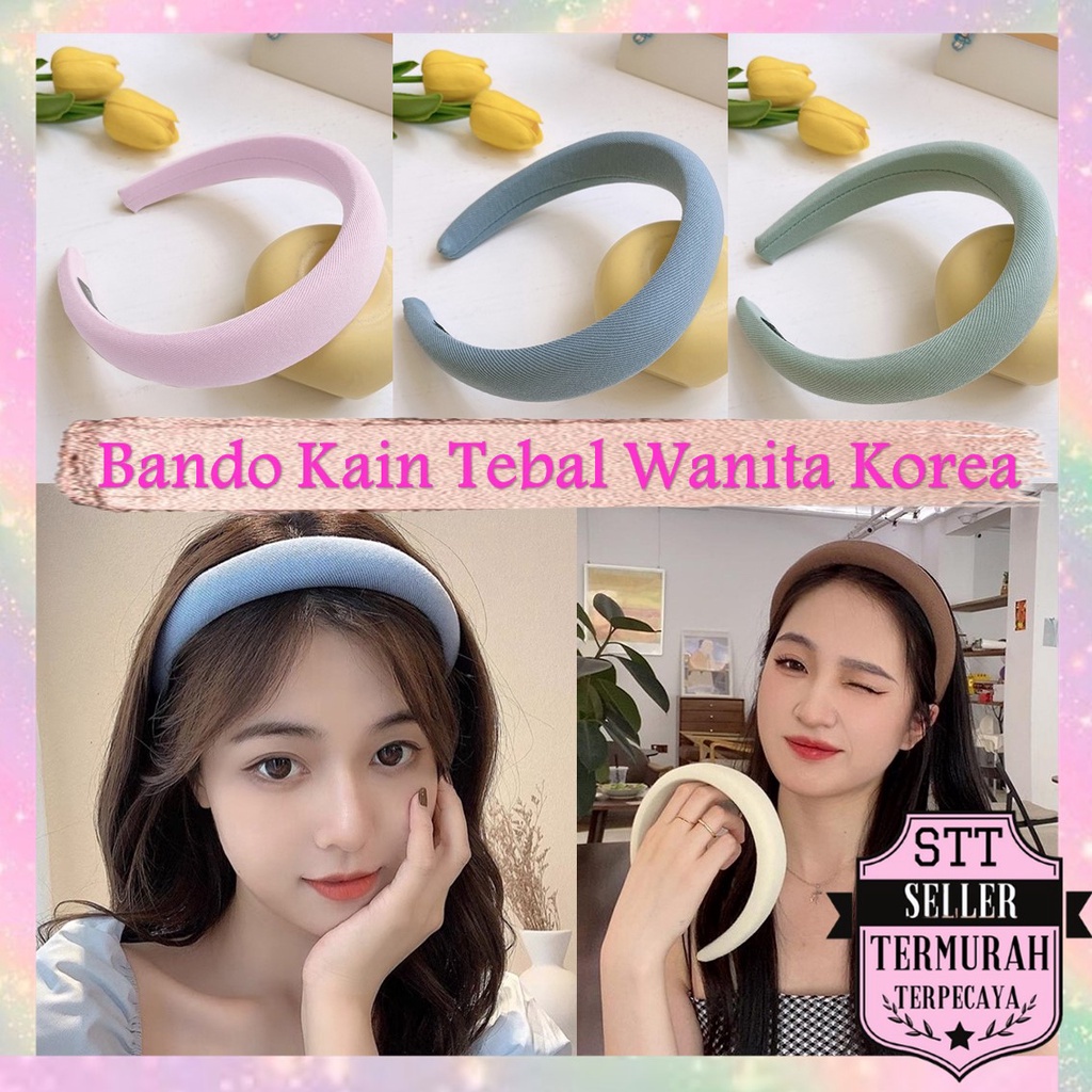 Jual STT Bando Kain Tebal Wanita Korea Headband Cloud Polos Lebar Empuk ...