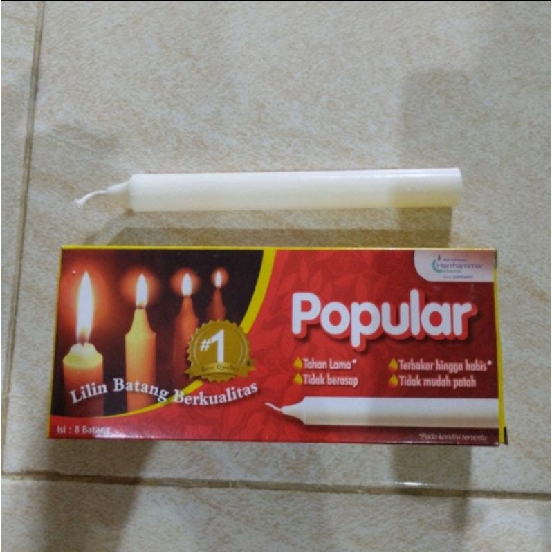 Jual LILIN POPULAR PUTIH 1 KOTAK ISI ( 8 PCS ) | Shopee Indonesia