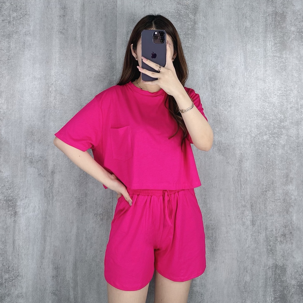 Jual One Set Crop Setelan Wanita Crop Top Ladies Collection 5870