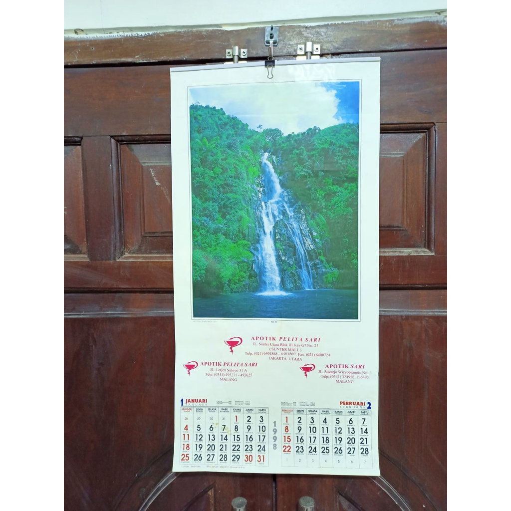 Jual Kalender Lawas Tahun 1998 Apotik Pelita Sari Air Terjun | Shopee ...