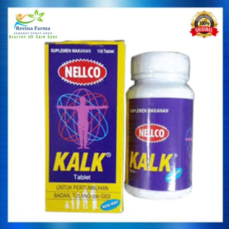 Jual Nellco Kalk Kalsium Laktat 500mg isi 100 tablet Vitamin Tulang ...