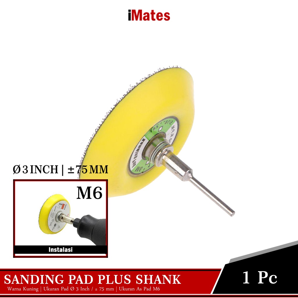 Jual Sanding Backing Pad Velcro Mini Die Grinder M6 3 Inch 75 mm Plus ...