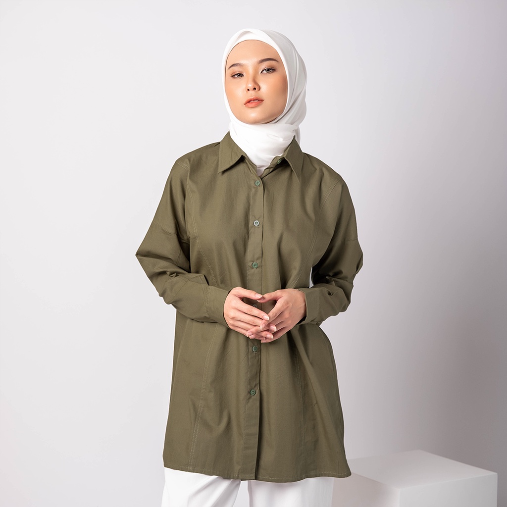 Jual Hilarie Shirt / Kemeja Wanita Lengan Panjang / Kemeja Katun Poplin ...
