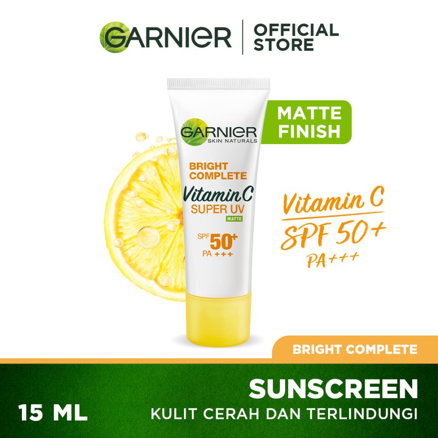 Jual GARNIER BRIGHT COMPLETE SUPER UV MATTE SUNSCREEN 15ML | Shopee ...