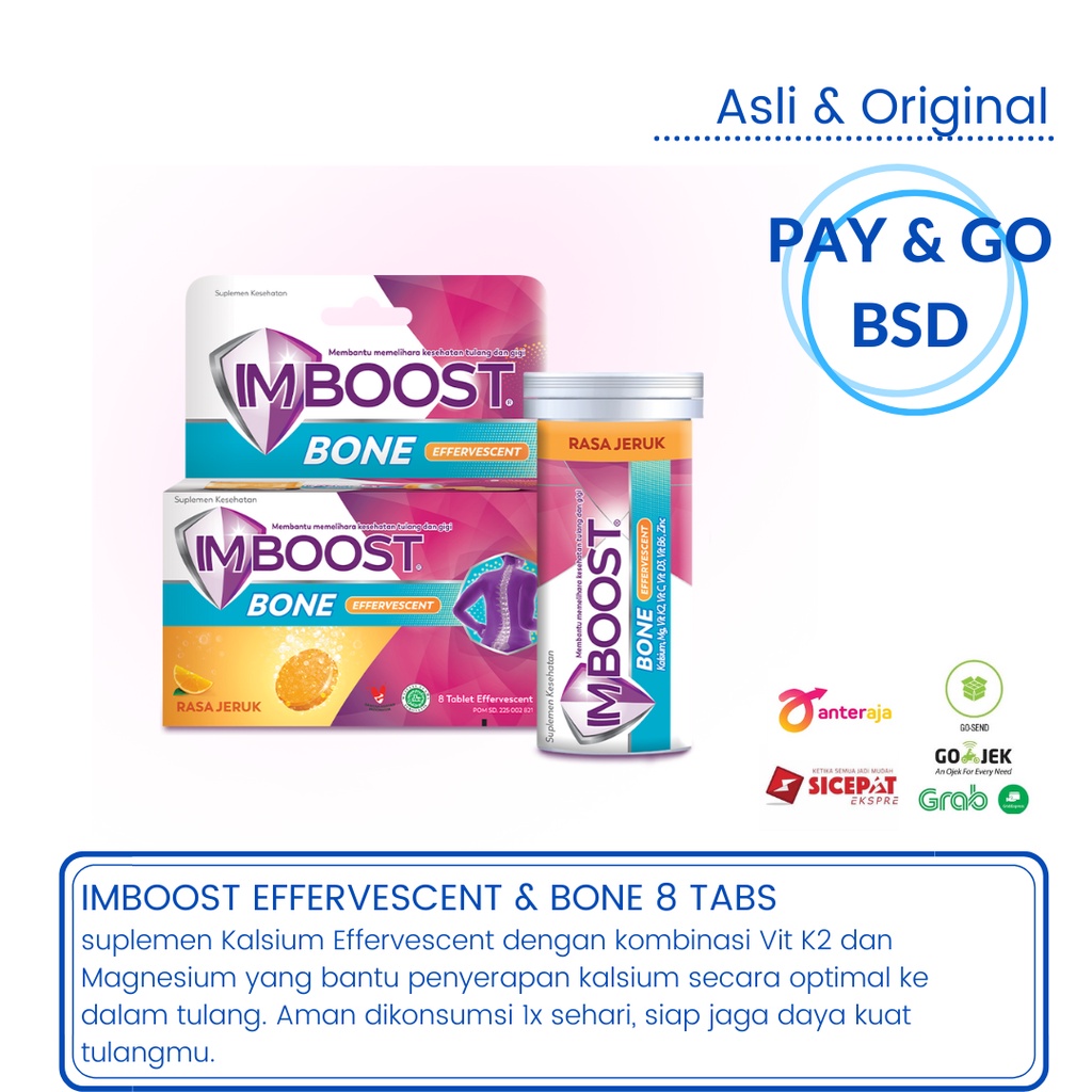 Jual IMBOOST BONE EFFERVESCENT SUPLEMEN TULANG GIGI RASA JERUK @8 TABS ...