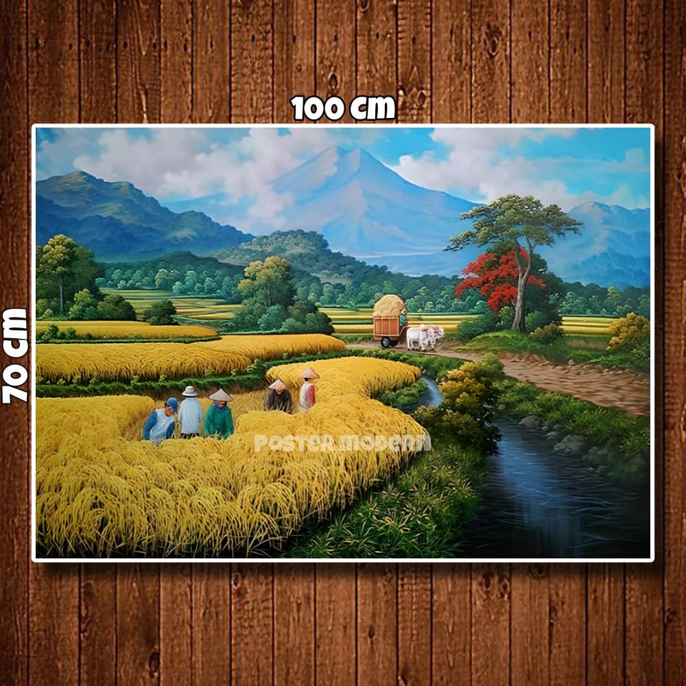 Jual HIASAN DINDING POSTER GAMBAR PANEN PADI #CODE17 UKURAN XTRA JUMBO ...