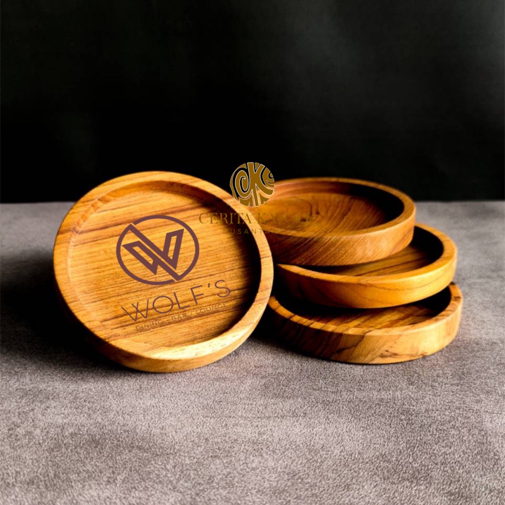 Jual Coaster Kayu Jati (FREE UKIR) Tatakan Gelas Kayu PREMIUM| Wooden ...