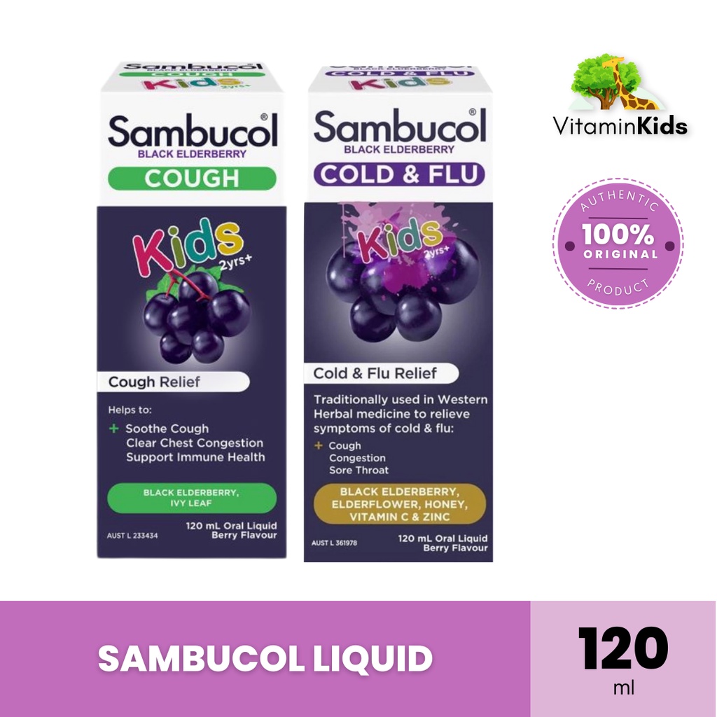 Jual Sambucol Kids Cough Liquid / Kids Cold & Flu Relief 120ml | Shopee ...