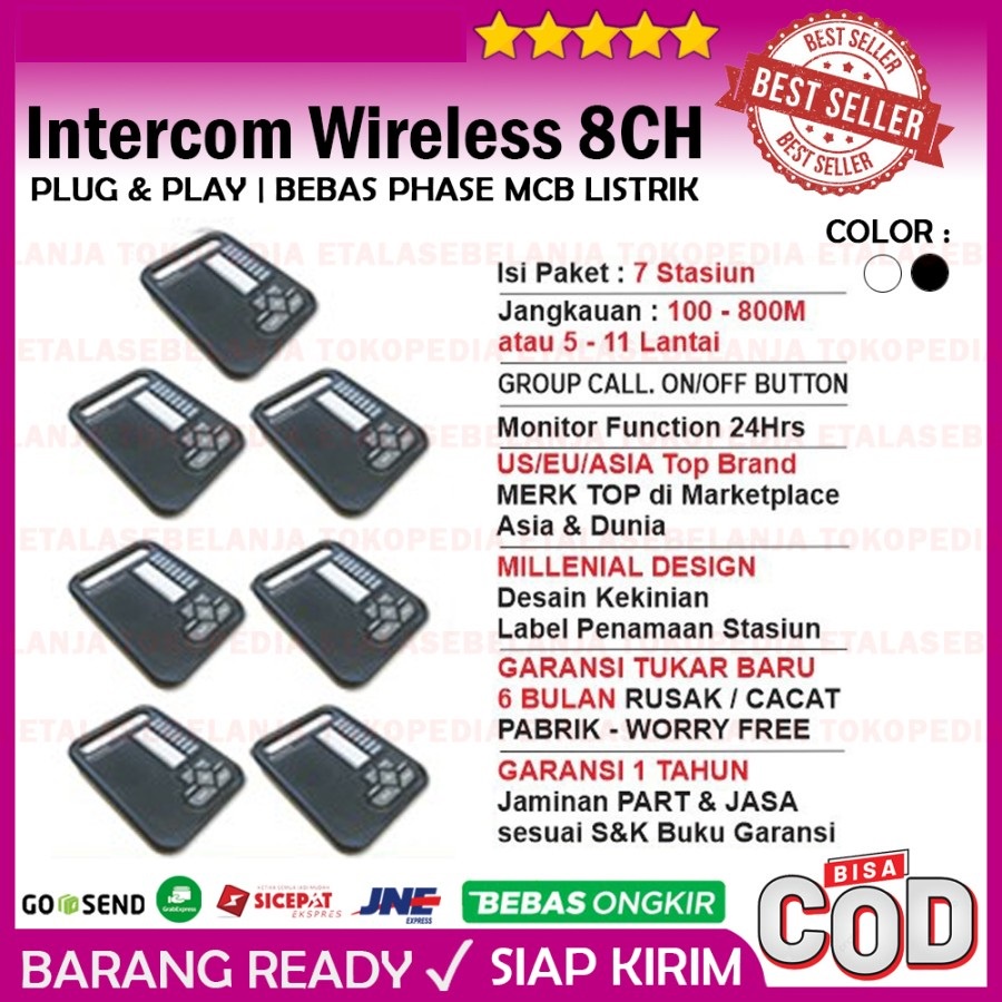 Jual Interkom Intercom Wireless 8 Channel Nirkabel - MAXTONE SK1208 SK-1208 Maksimal Up-to 8 ...