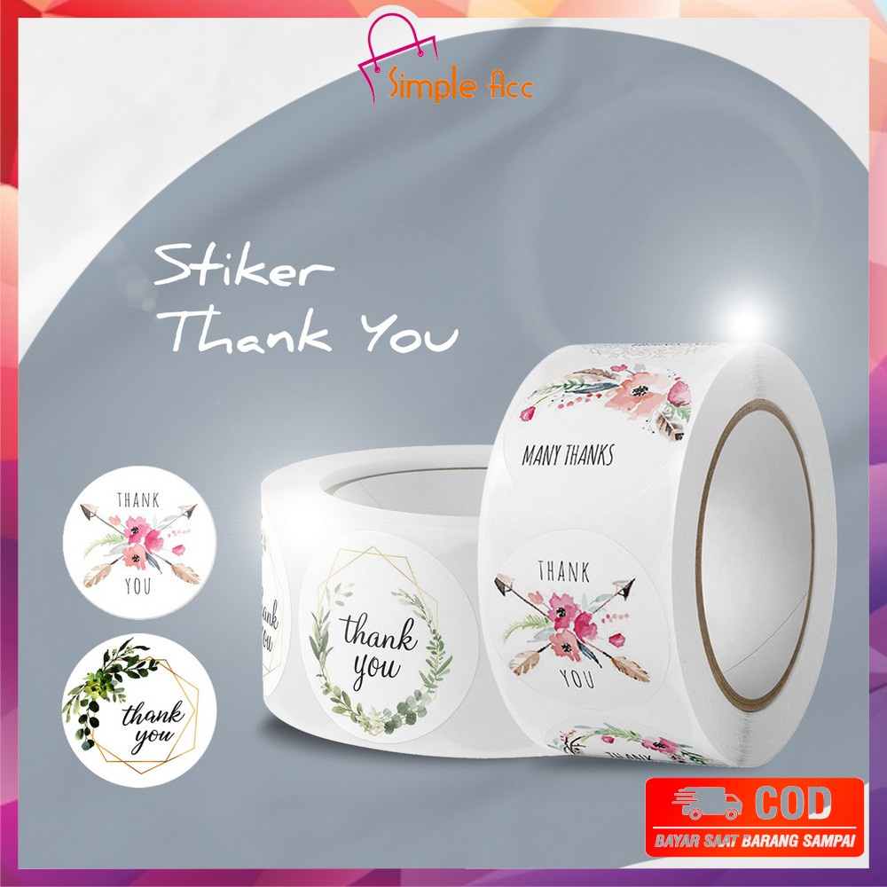 Jual DO-C817 Sticker Thank You 1 Roll 500PCS Stiker Label Makanan ...