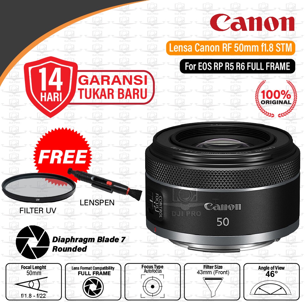 Jual Lensa Canon RF 50mm f1.8 STM Lens for EOS R RP R6 R5 FULL FRAME ...