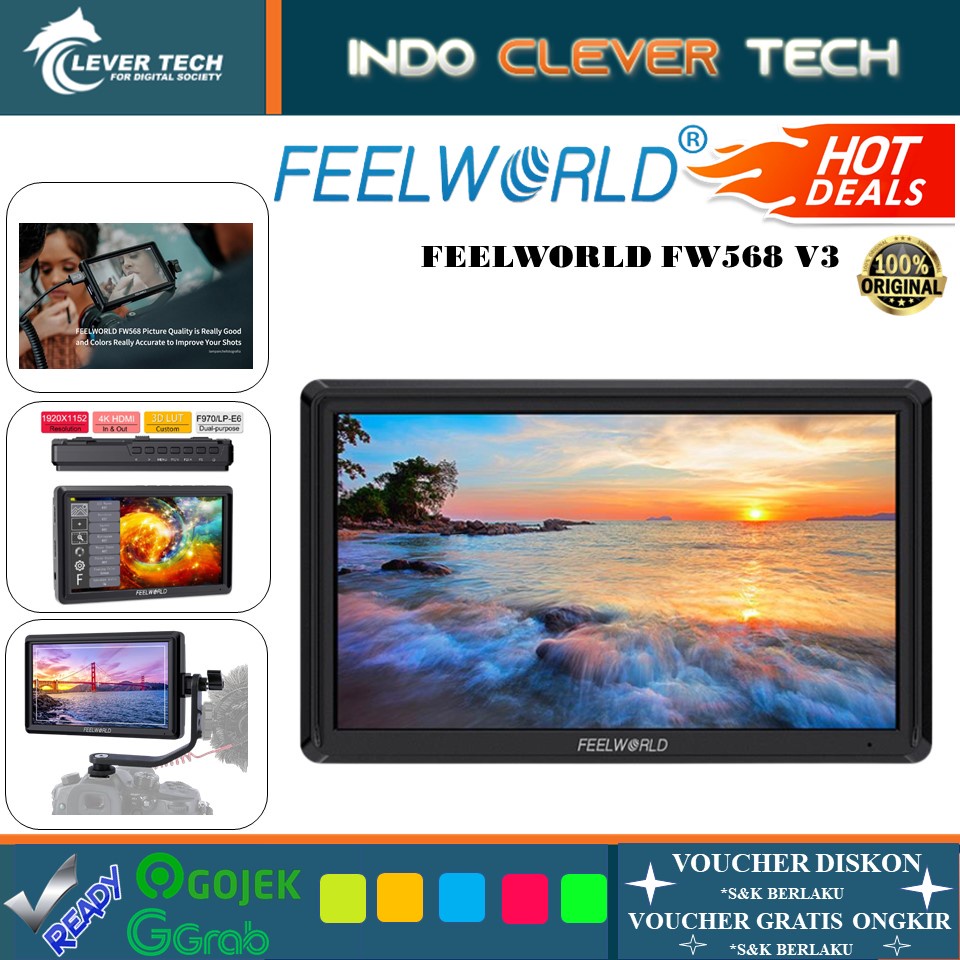 Jual Feelworld Fw568 V3 6 Inch 3d Lut Dslr Camera Field Monitor