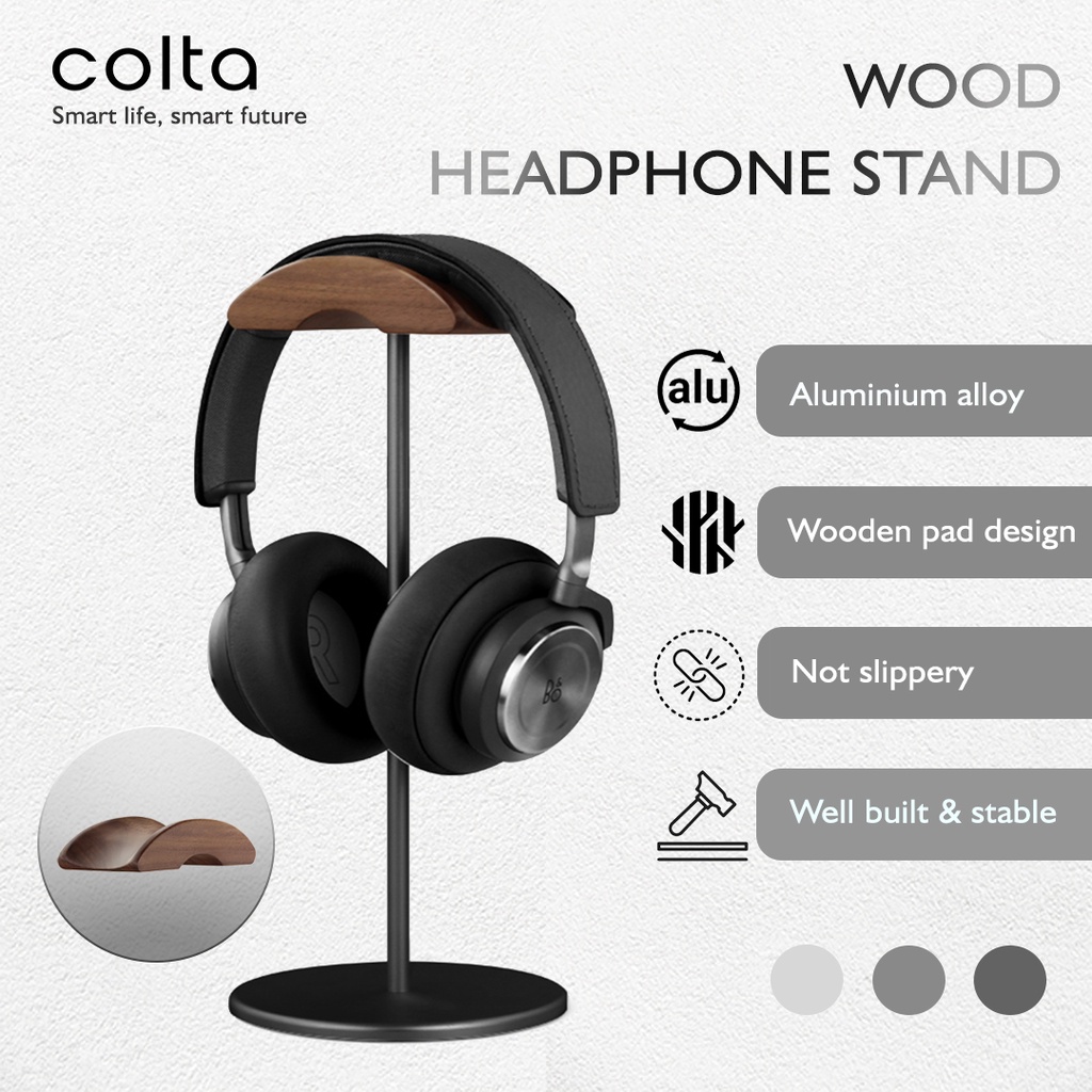 Jual Colta Wood Headphone Stand Holder Universal Aluminium Steel ...