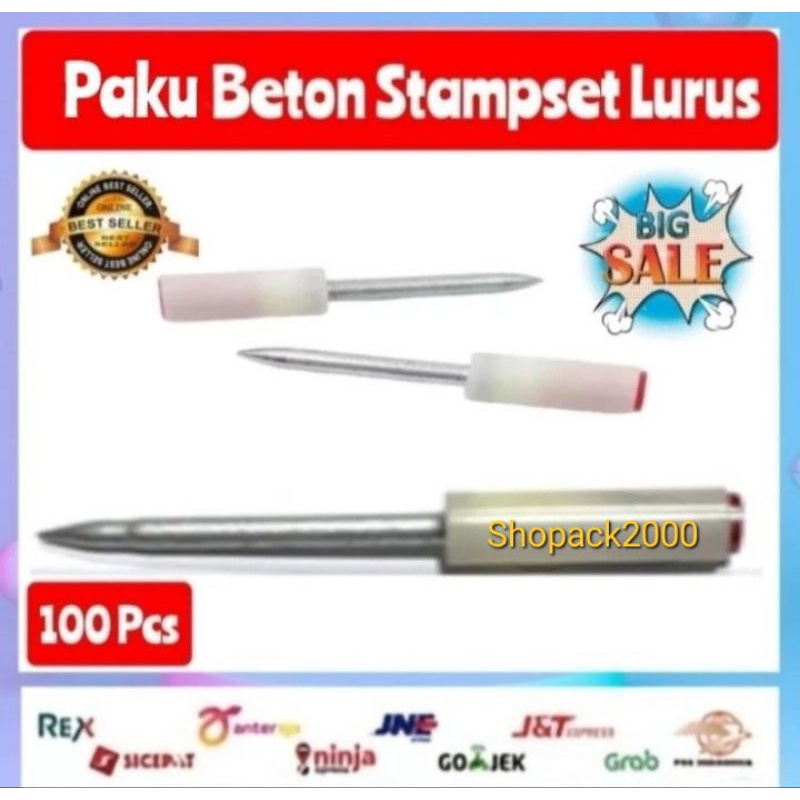 Jual Paku Stampset Ramset Mesiu Lurus Paku Beton Ledak Per 100 Pcs ...