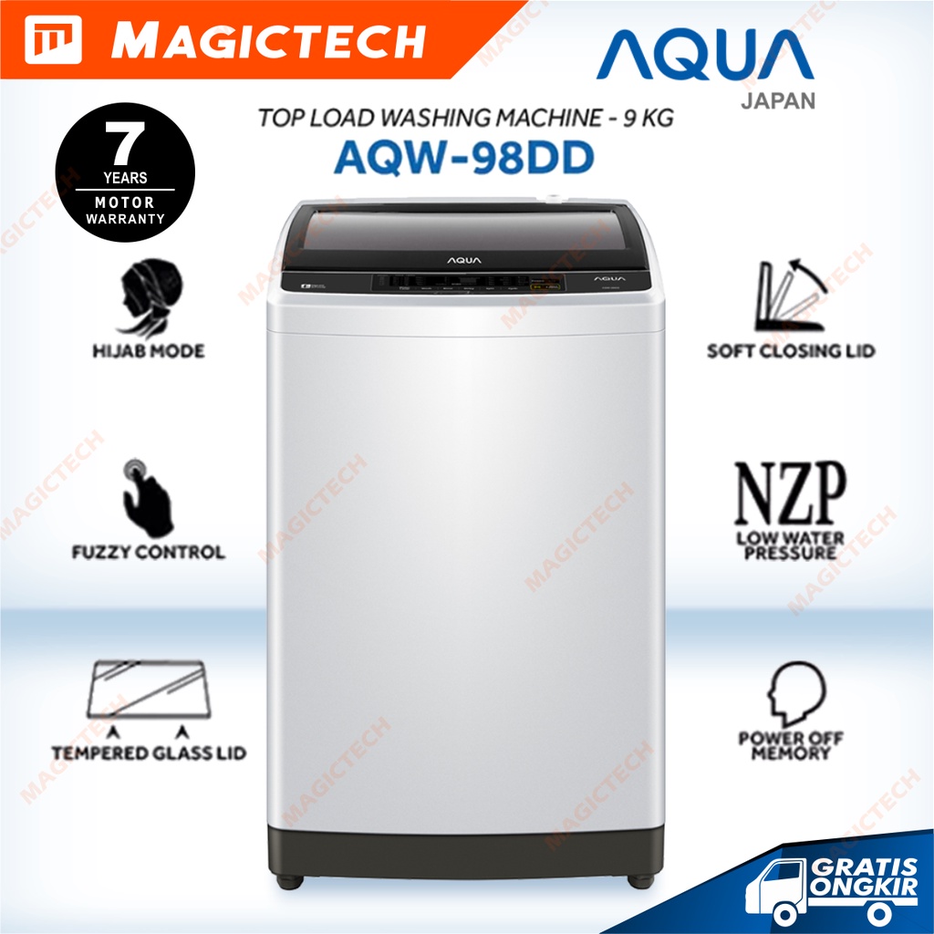 Jual MESIN CUCI AQUA 9 KG AQW-98DD AUTOMATIC 1 TABUNG / TOP LOADING | Shopee Indonesia