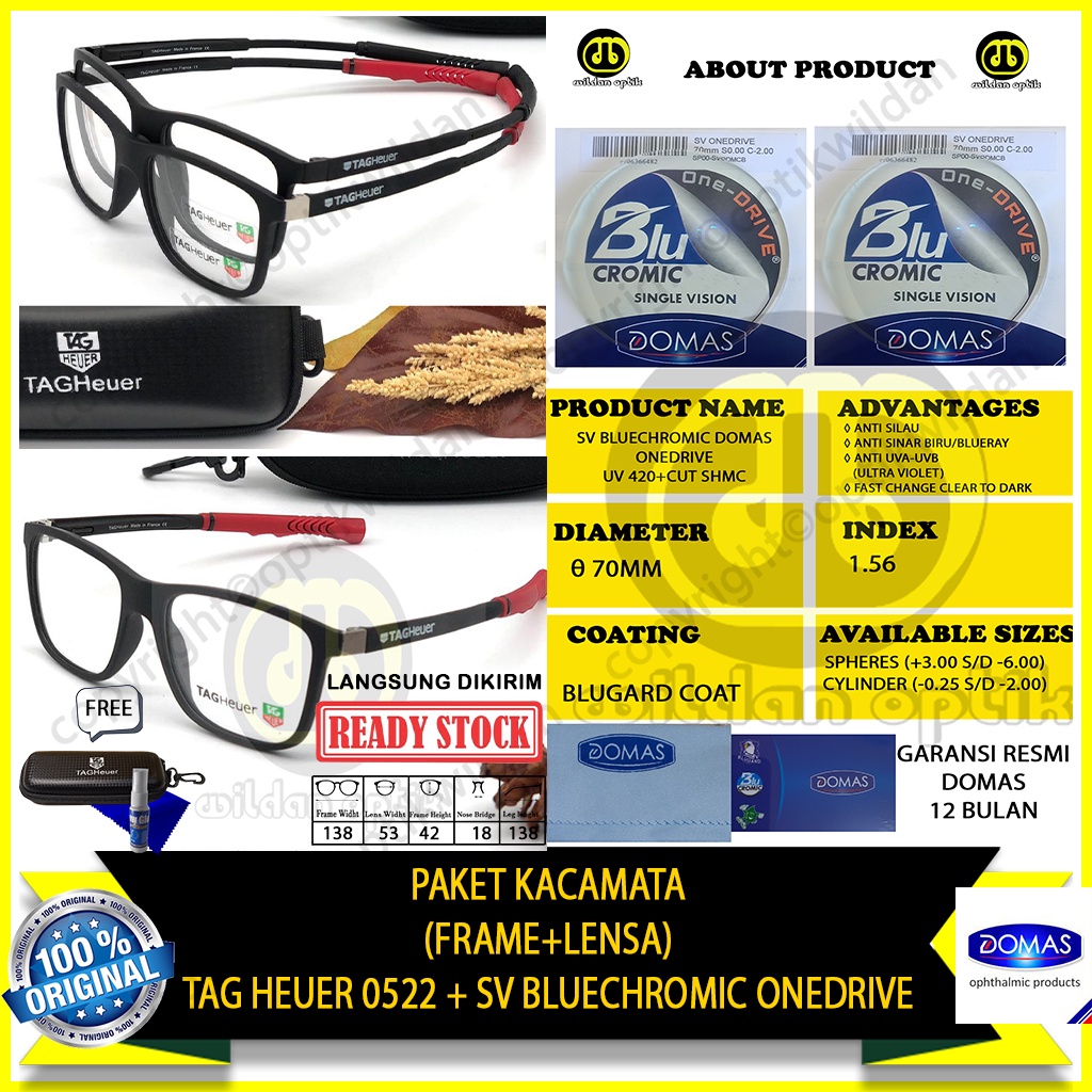 Jual KACAMATA ONEDRIVE BLUECHROMIC ONEDRIVE DOMAS ORIGINAL FRAME TAG HEUER 0522 | Shopee Indonesia