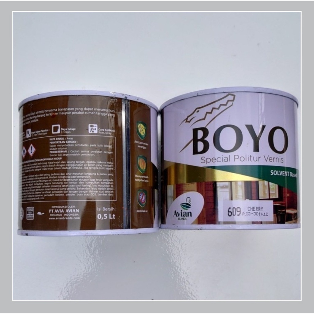 Jual BOYO Politur Vernish Kayu / Solvent Based Warna ( 610 WALNUT ) 0,5 ...